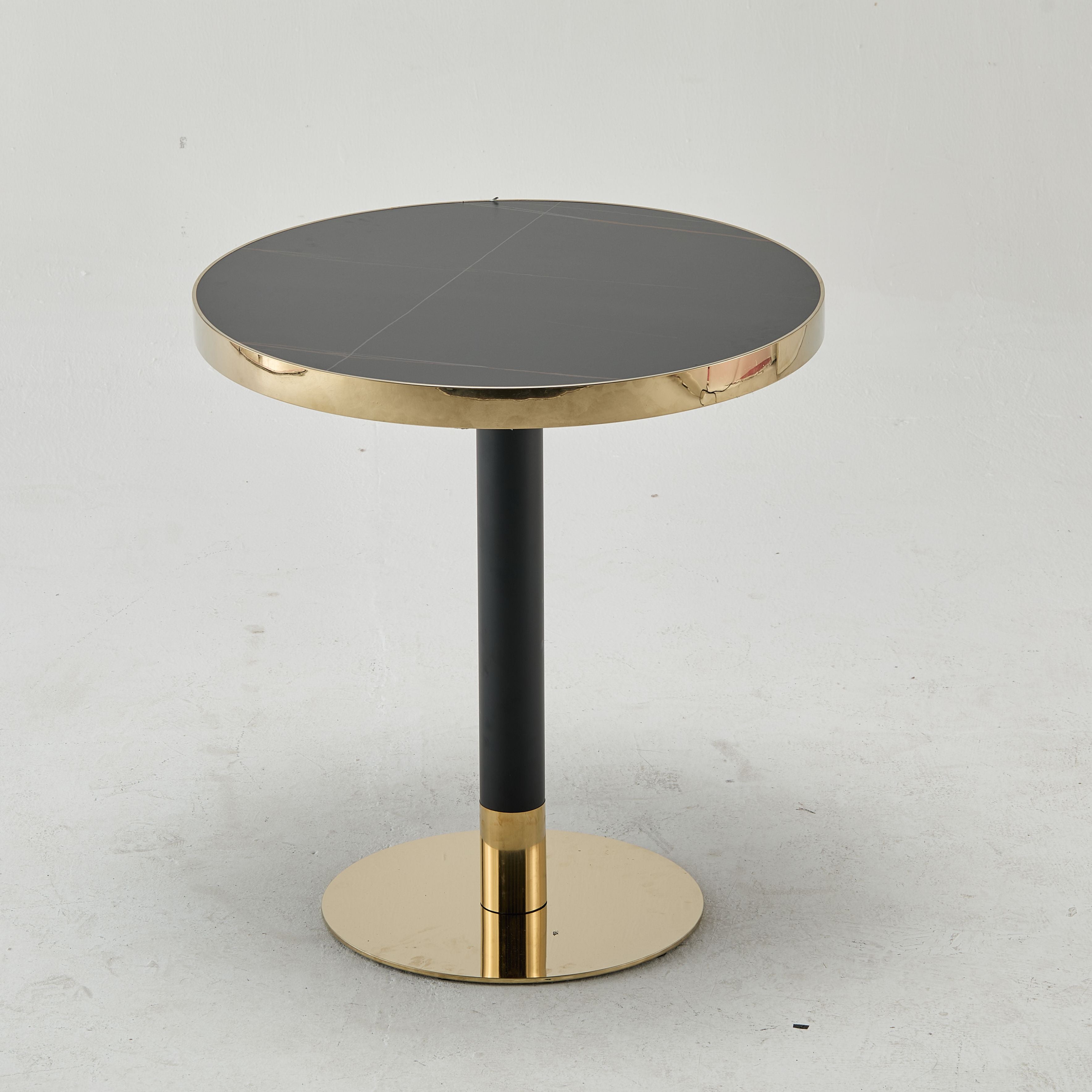 Modern Black & Gold 70Q Round Black Marble Look Table – SEATIQ FURNITURE