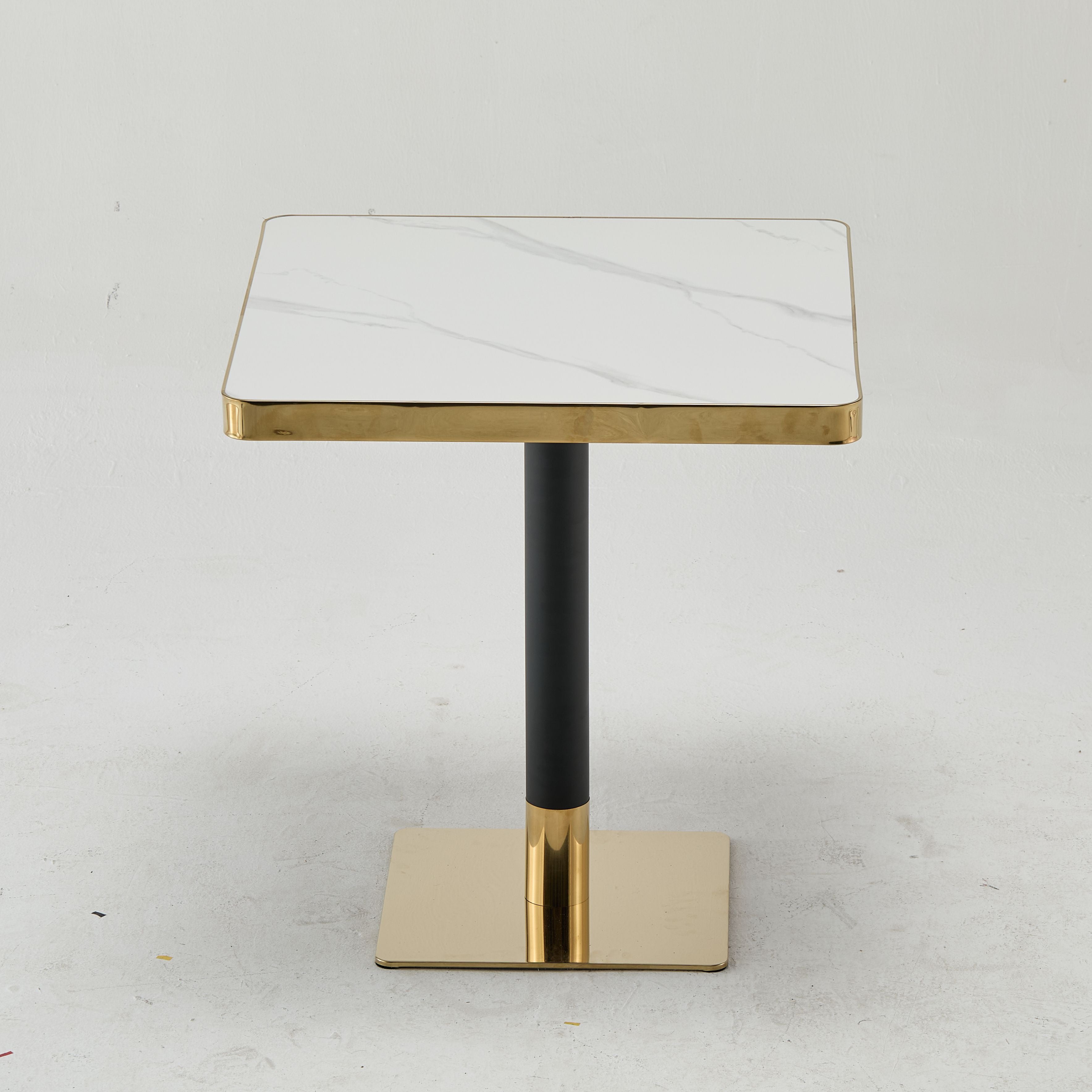 Modern White & Gold 60x60 Marble Look Table – SEATIQ FURNITURE